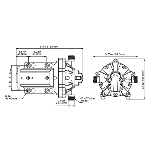 XuuSHA Hand Bilge Pump 12V SFDP1-050-060-55 High Pressure Water Pump Diaphragm Pump Bilge Pump Automatic (Voltage : 12V)