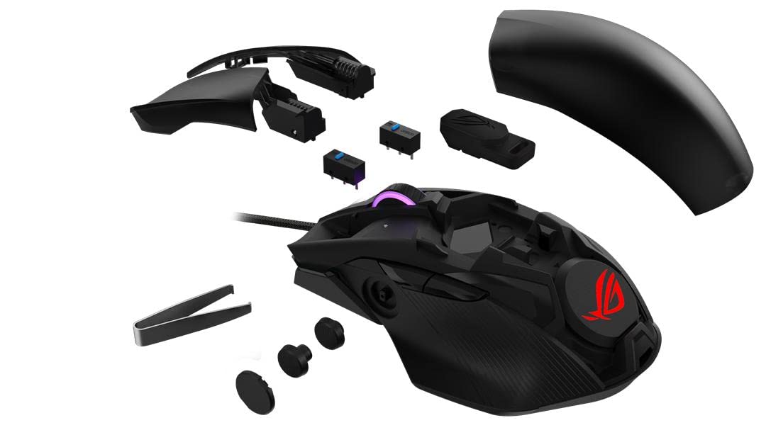 ROG Chakram Core Gaming Mouse Featuring programmable Joystick, Advanced 16000 dpi Sensor, Push-fit Switch sockets Design, Adjustable Weight, Stealth, Instant Screenshot and Aura Sync Lighting