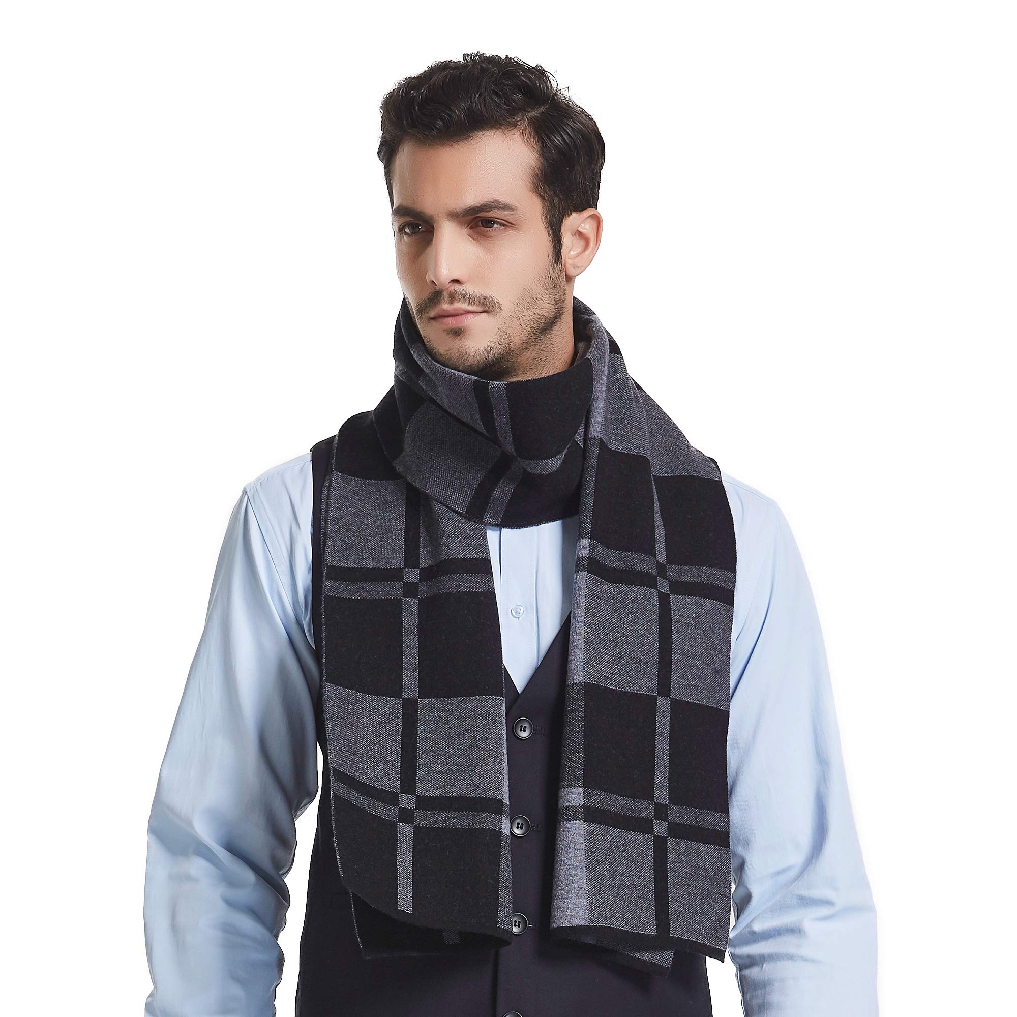 RIONA Men's 100 Australian Merino Wool Scarf Knitted Soft Warm Neckwear