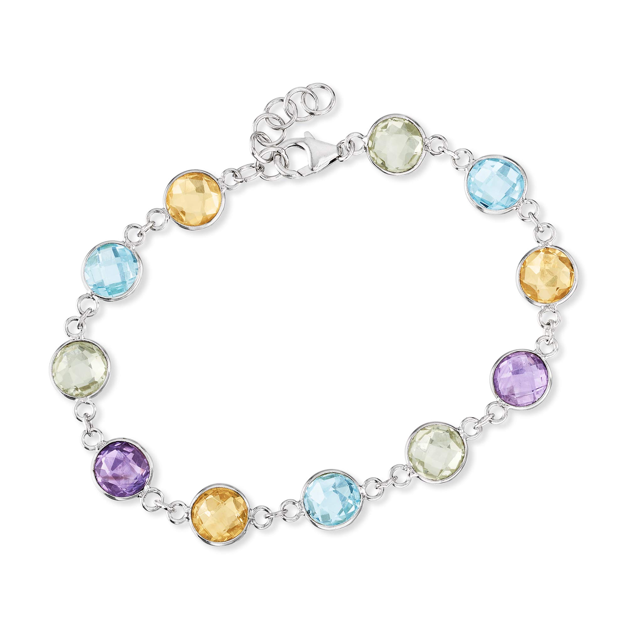 Ross-Simons 18.40 ct. t.w. Bezel-Set Multi-Stone Bracelet in Sterling Silver. 7 inches