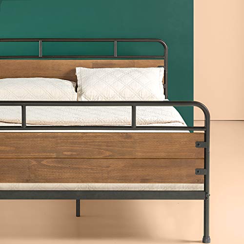 ZINUS Eli Metal and Wood Platform Bed Frame with Footboard / No Box Spring Needed / Steel Slat Support / Easy Assembly, Twin