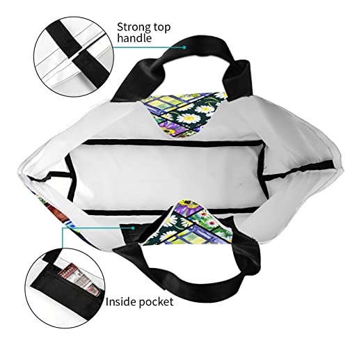 ZFYXGS Daisy Window Bees Butterfly Large Tote Bag For Women Soft Handbag School Shoulder Bag With Built In Pocket