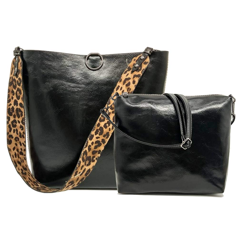Segater® Women Leopard Print Bag Reversible Leather Tote Bag Oversized Top Handle Large Shoulder Handbag Purse 2 Pcs Red