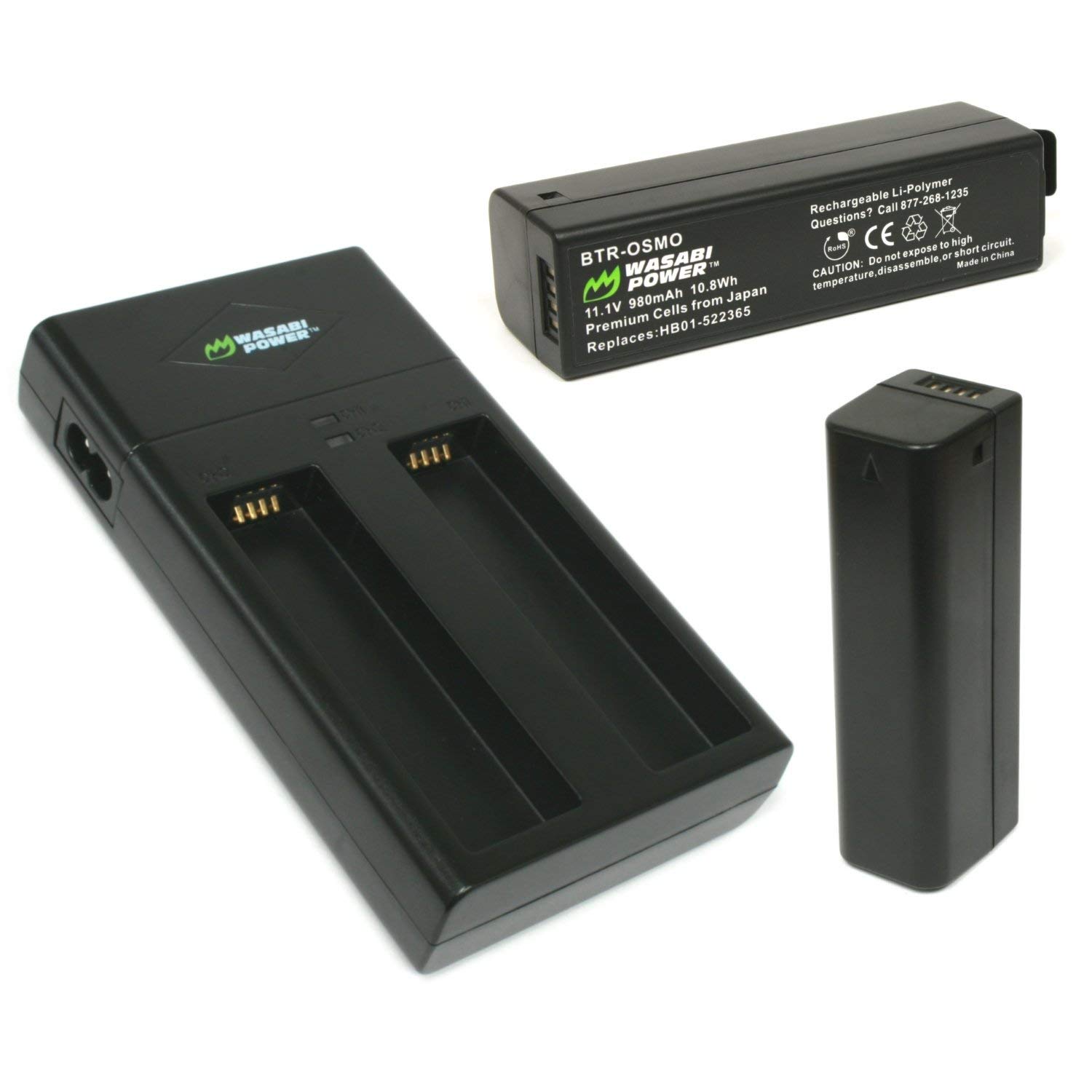 Wasabi Power DJI Osmo Intelligent Battery (2-Pack) and Dual Charger for DJI Osmo, Osmo Mobile, Osmo+