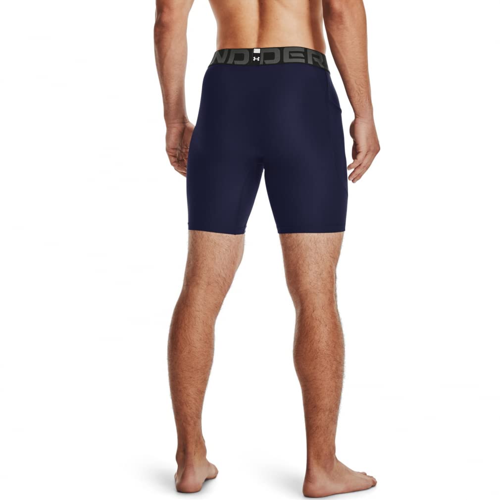 Under Armour Men's Armour HeatGear Compression Shorts , Midnight Navy (410)/White, Small