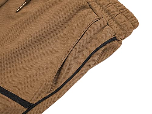 sandbank Men's Quick Dry Active Lightweight Bodybuilding Shorts Jogging with Pockets Khaki