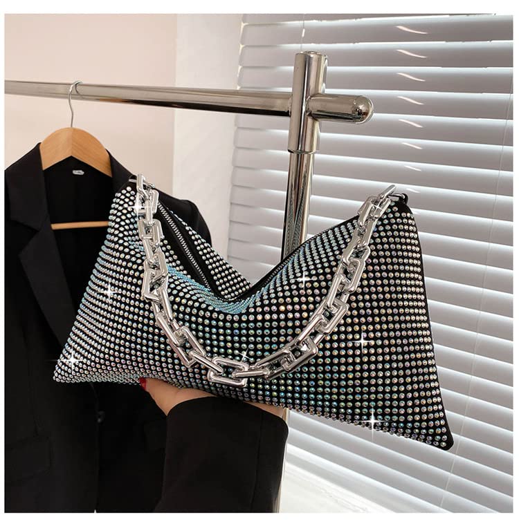 VINMEN Women's Diamond Evening Bag Sparkly Handbag Rhinestone Bling Purse (Multi Color)