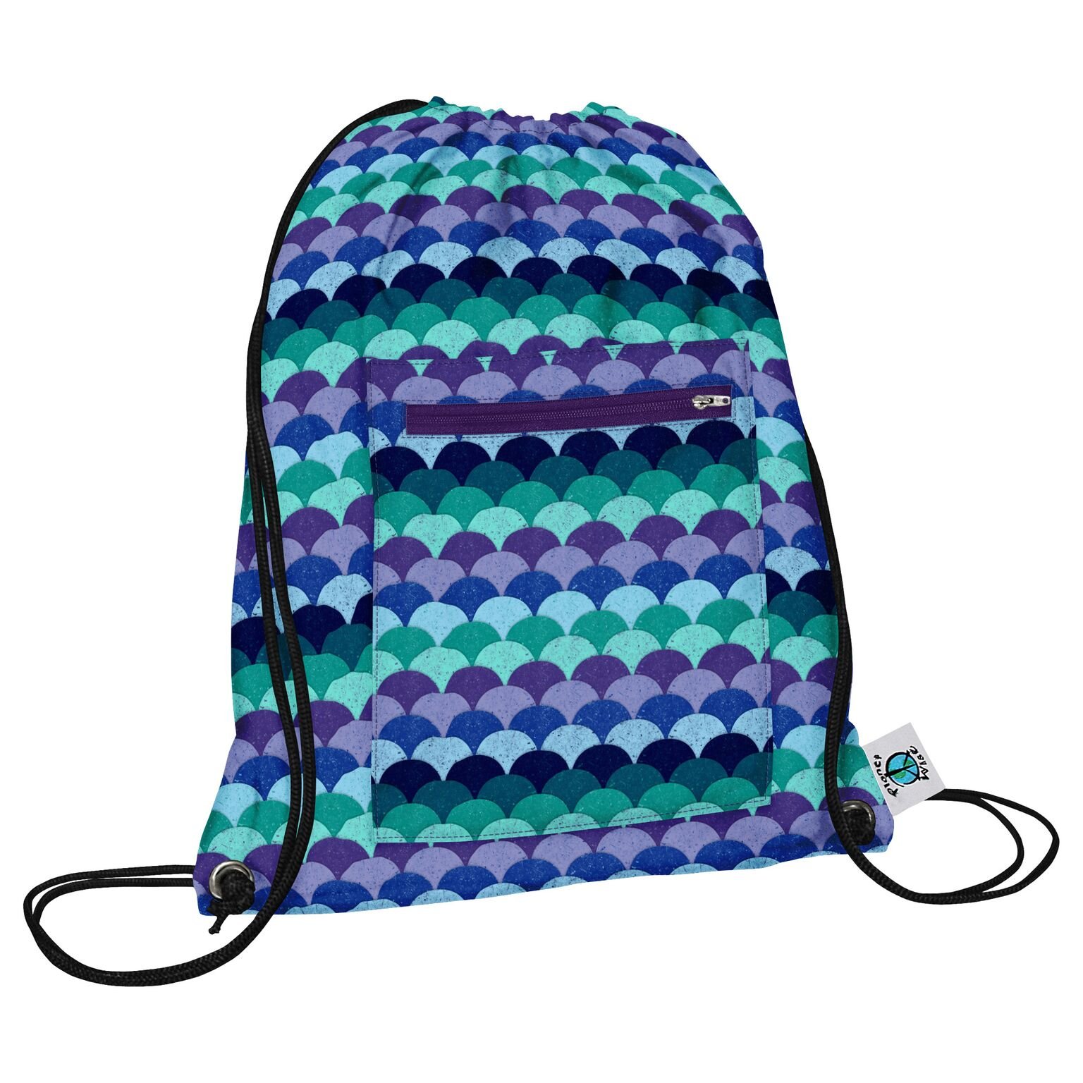 Planet Wise Drawstring Sports Bag 2.0, Mermaid Tail, Made in The USA