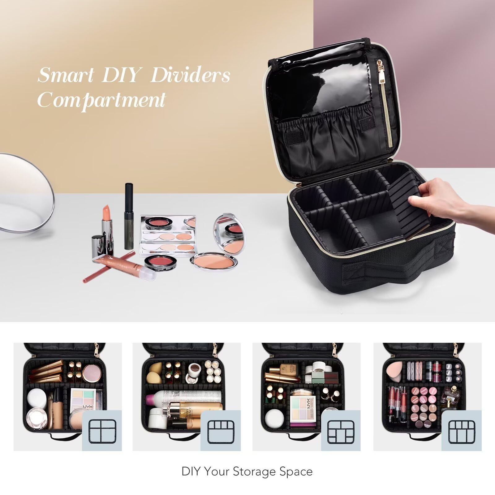 Stagiant Makeup Bag,Travel Makeup Bag, Makeup Organizer Bag for Women,Make up Case Cosmetic Brushes Toiletry Bags,Marble