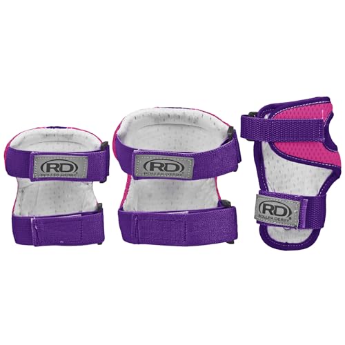Roller Derby Pixie Adjustable Girl's Roller Skates with Protective Gear, Adjustable Sizing, Tri-Pack Protective Gear Included