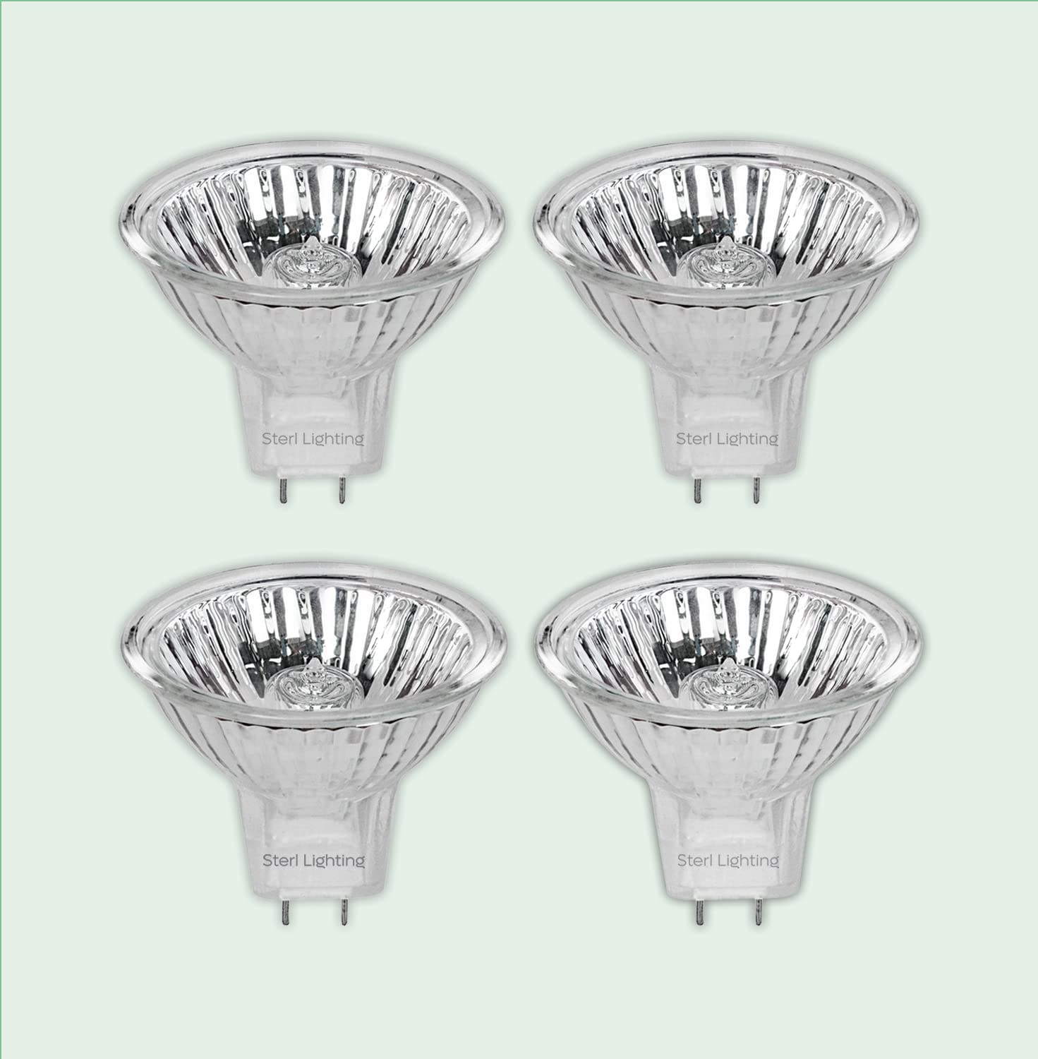 Sterl Lighting - 4 Pack, MR11 Halogen Reflector Light Bulbs, 10W, 12V, 2700K Warm White, Clear, GU4 Bi-Pin Base, Fiber Optic Bulb, Landscape, Stove-Top, Range Hood, Spotlight, NP4