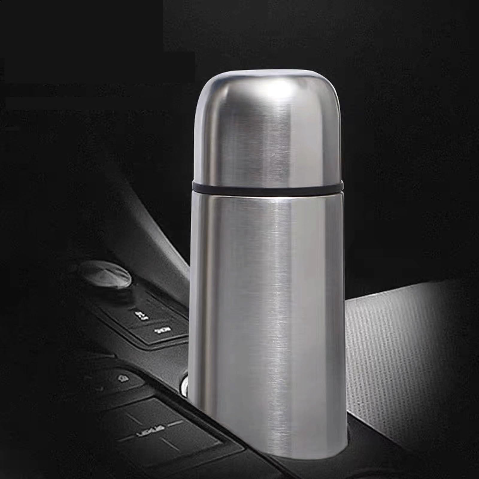 Stainless Steel Thermal Bottle Thermos for Hot and Cold Drinks Travel Coffee Mug with Cup Water Flask Vacuum Insulated Tumbler 17 oz/500ml (Silver)