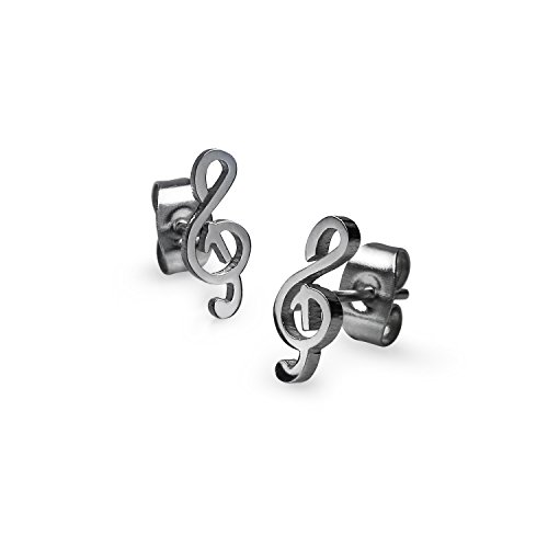 Silverline Jewelry Small Stainless Steel Musical Note Stud Earrings for Women & Girls | Treble Clef Stud Earrings