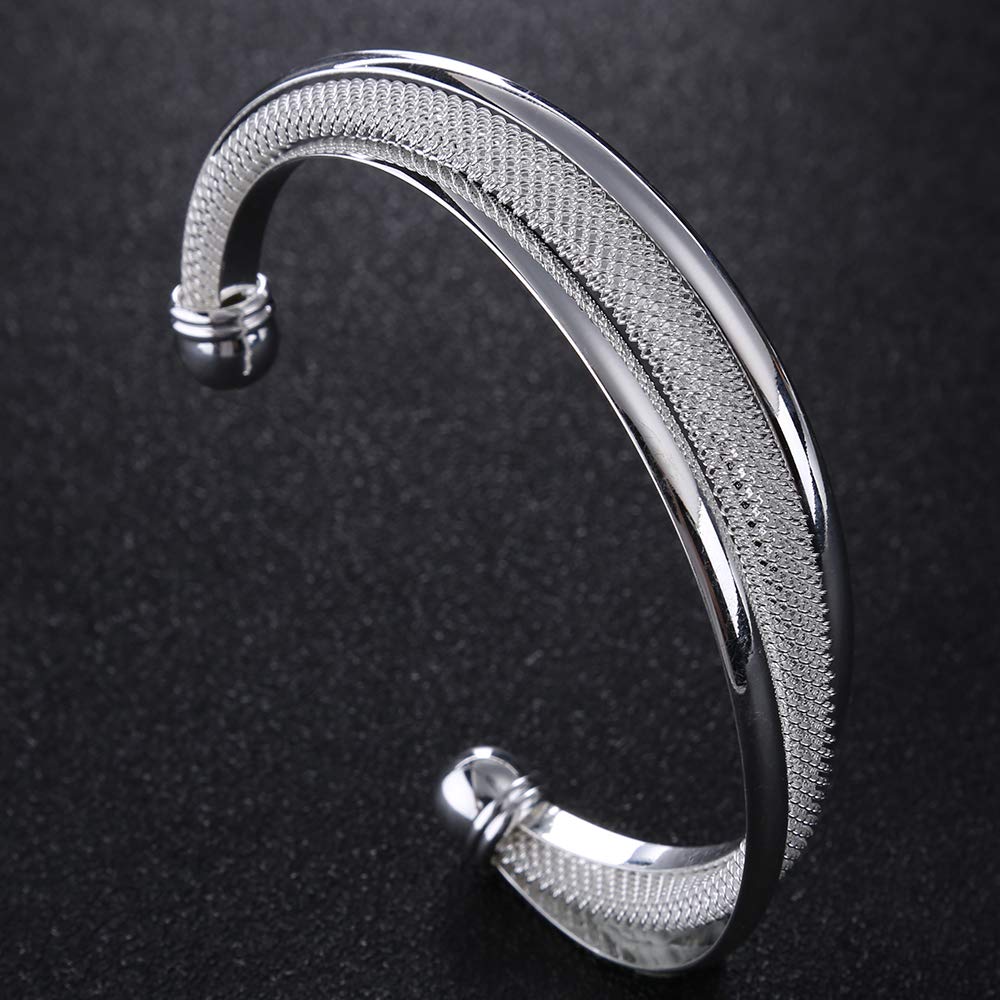 Trenro Silver Plated Bangle Bracelet, Fashion Women Open Bracelet Jewelry Gift