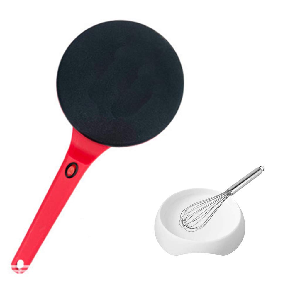 Simosho Electric Crepe Maker Mini Household Pancake Machine, 8" Non-stick Coating Pancakes Pan, Kitchen Small Machine for Spring Roll Skin Tortillas (Red)