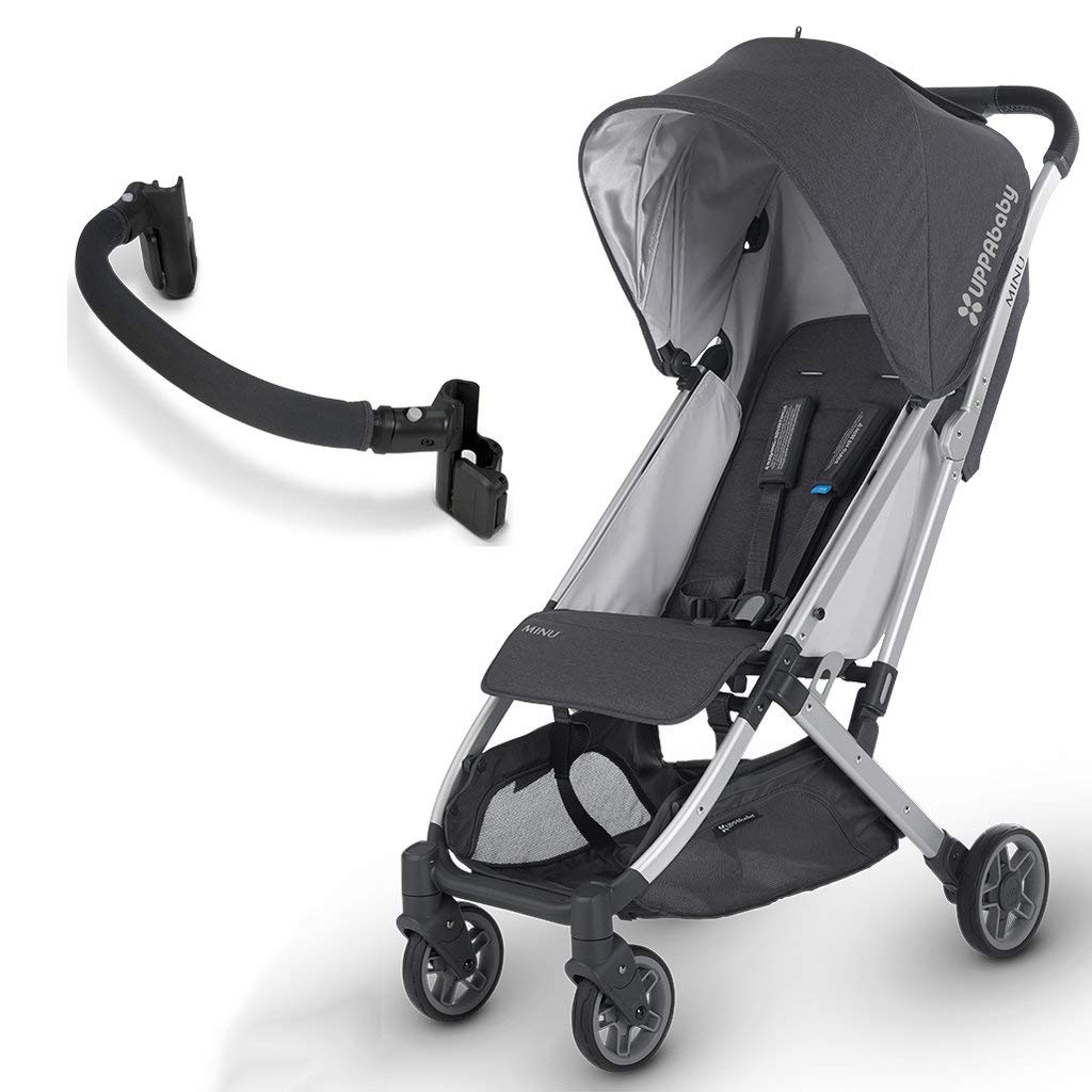UPPAbaby Minu Stroller - Jordan (Charcoal Melange/Carbon/Black Leather) + Bumper bar for Minu