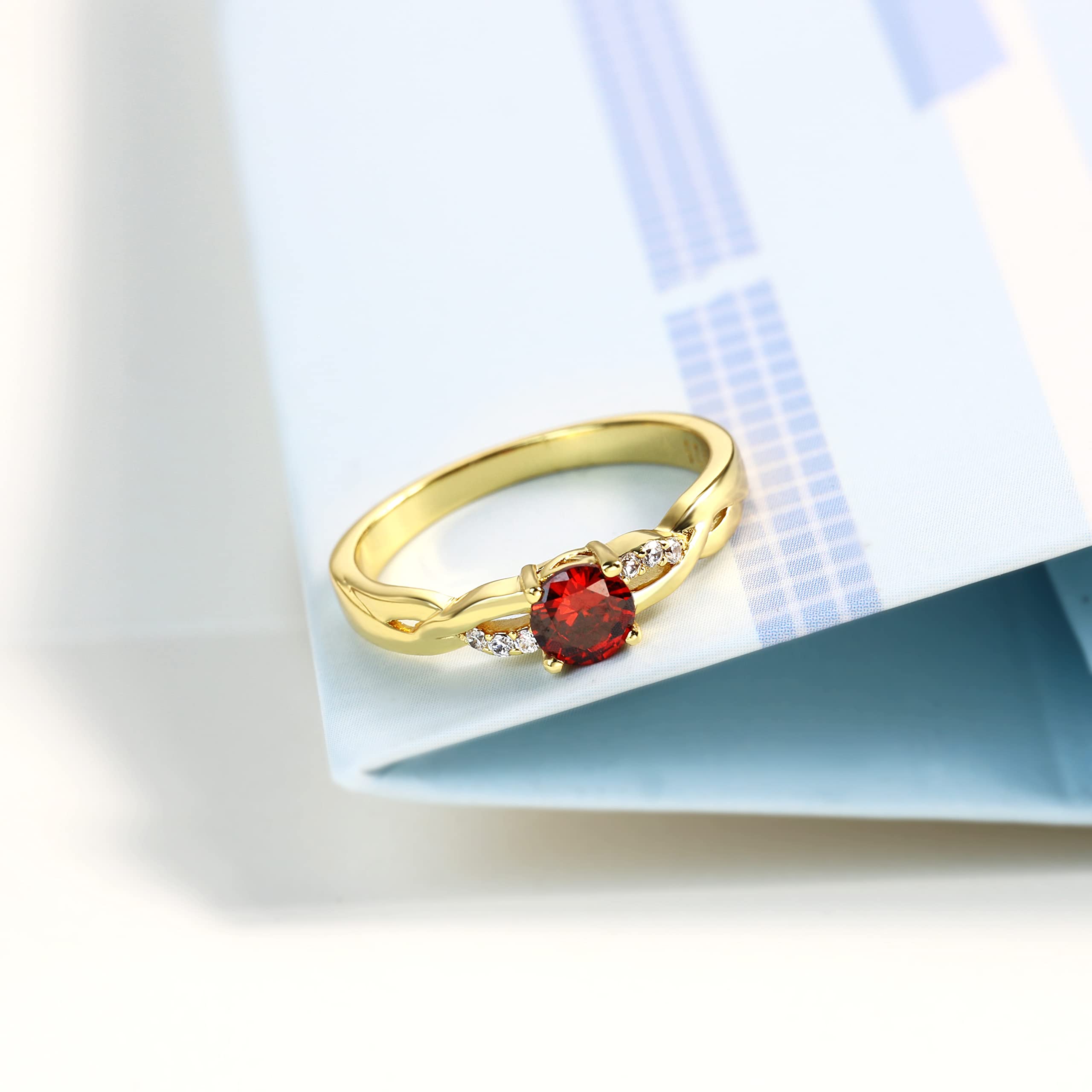 Xtiaotfrdy Custom Simulated Ruby Ring Personalized January Birthstone Ring Birthday Gift for Her Infinity Ring Promise Engagement Wedding Band Customized Mothers Day