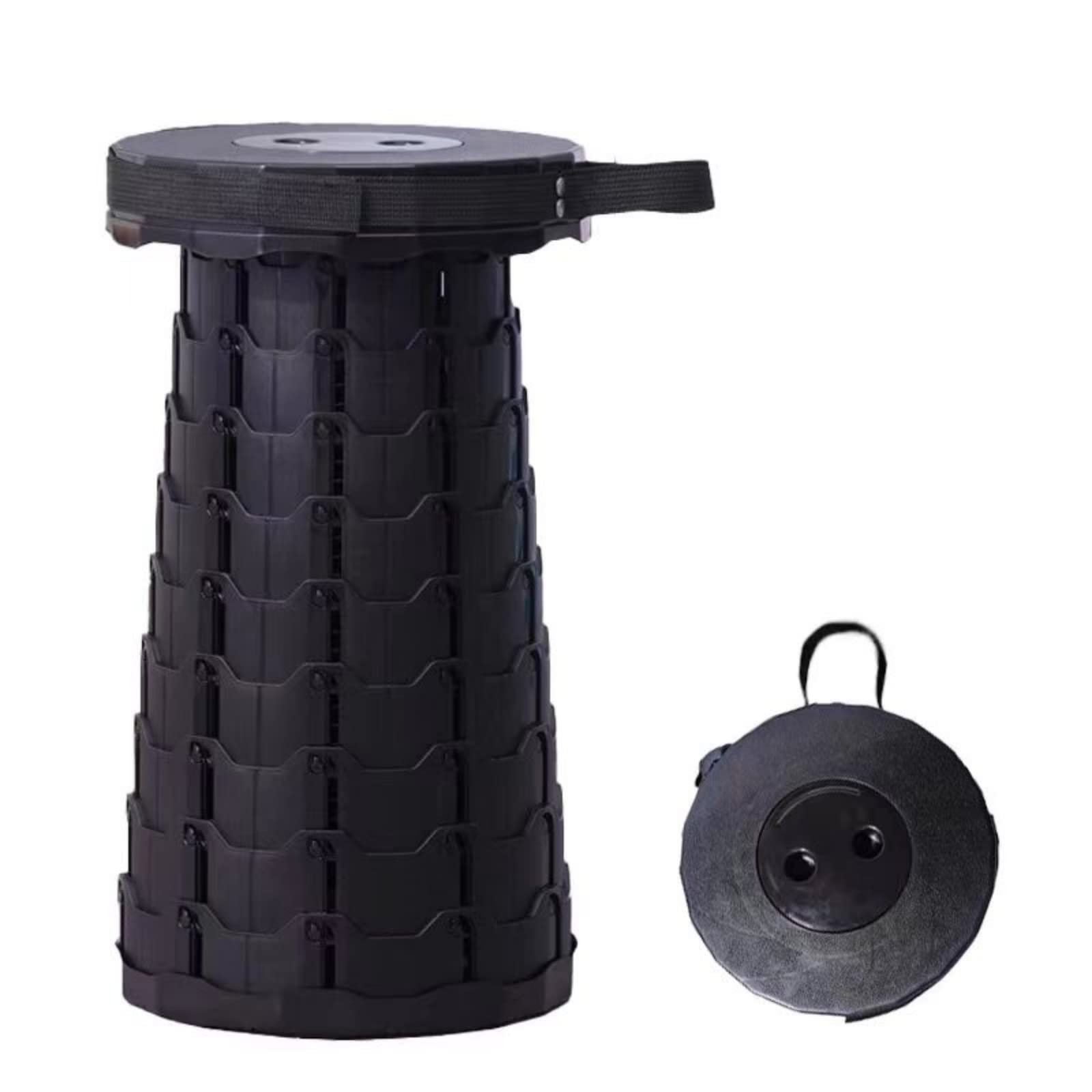 ZhiehiusL Portable Telescoping Stool,Adjustable Plastic Stools Max Load 400lbsRetractable Camping Stool for Hiking, Fishing Tours BBQ Parties Indoor & Outdoor Activities (Black)