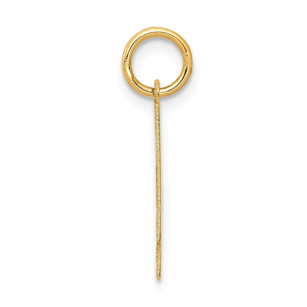 Solid 14k Yellow Gold Medium Number 4 Charm Brushed Matte Finish Pendant - 20mm x 8mm