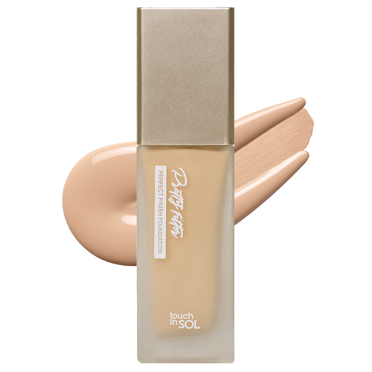 TOUCH IN SOL Pretty Filter Perfect Finish Foundation for Flawless, Natural Look -Lightweight and Full-Coverage Matte Base for All Skin Types-Face Makeup with Natural Ingredients,1.18 fl.oz. (#1 Light)