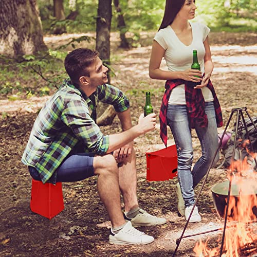WTTORDE Camping Stool, Portable Folding Camping Stool for Camping Hiking Gardening, Small Camping Seat Sturdy Stool for Fishing and Beach, It Can Also be Used to Store Your Small Objects (Red)