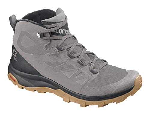Salomon Outline Mid Gore-TEX Hiking Boots for Men, Frost Gray/Black/Alloy, 7