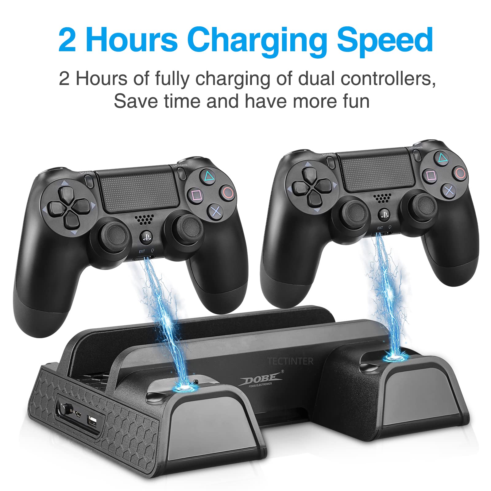 TECTINTER USB Cooling Fan Multifunctional Vertical Cooler with Dual Controller Charge Station and 12 Game Storage