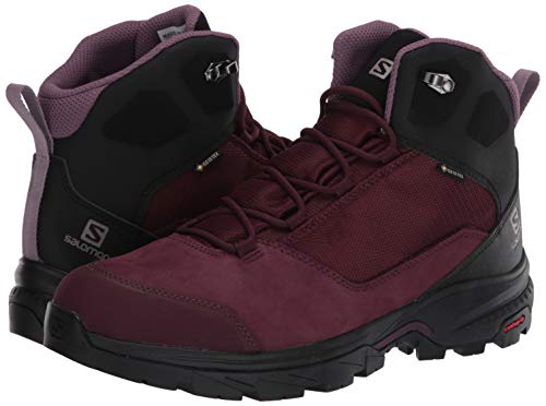 Salomon Outward Gore-TEX Hiking Boots for Women, Wine Tasting/Black/Quail, 5