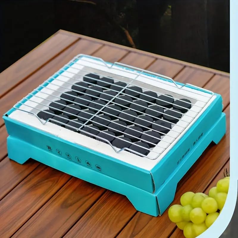Portable Charcoal Grill, Grilling Kit For Indoor & Outdoor Cooking, Lightweight Ready To Use Instant Grill, 3-5 People Available,1PC, 9.4inch*16.5inch,Extra Large size