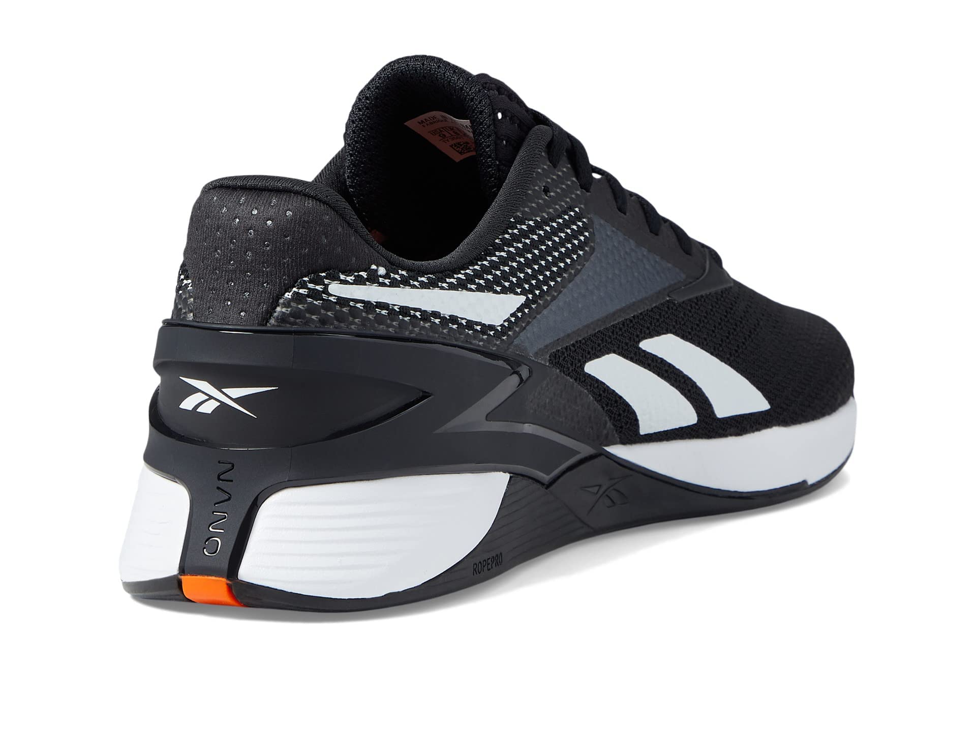 Reebok Unisex Nano X3 Cross Trainer, Black/White/Smash Orange, 8 US Men