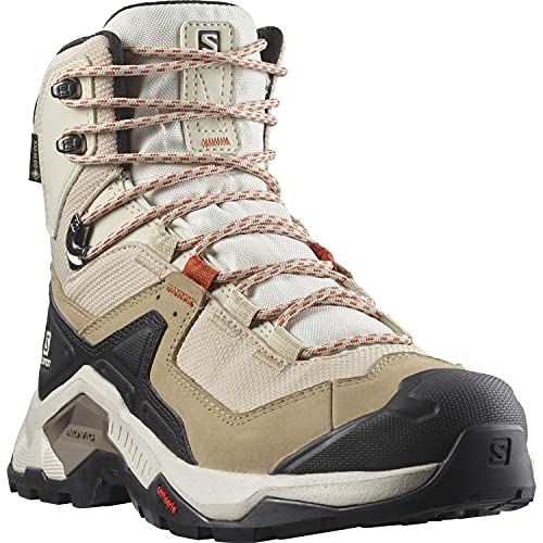 Salomon Quest Element Gore-TEX Hiking Boots for Women, Safari/Vanilla Ice/Mecca Orange, 9