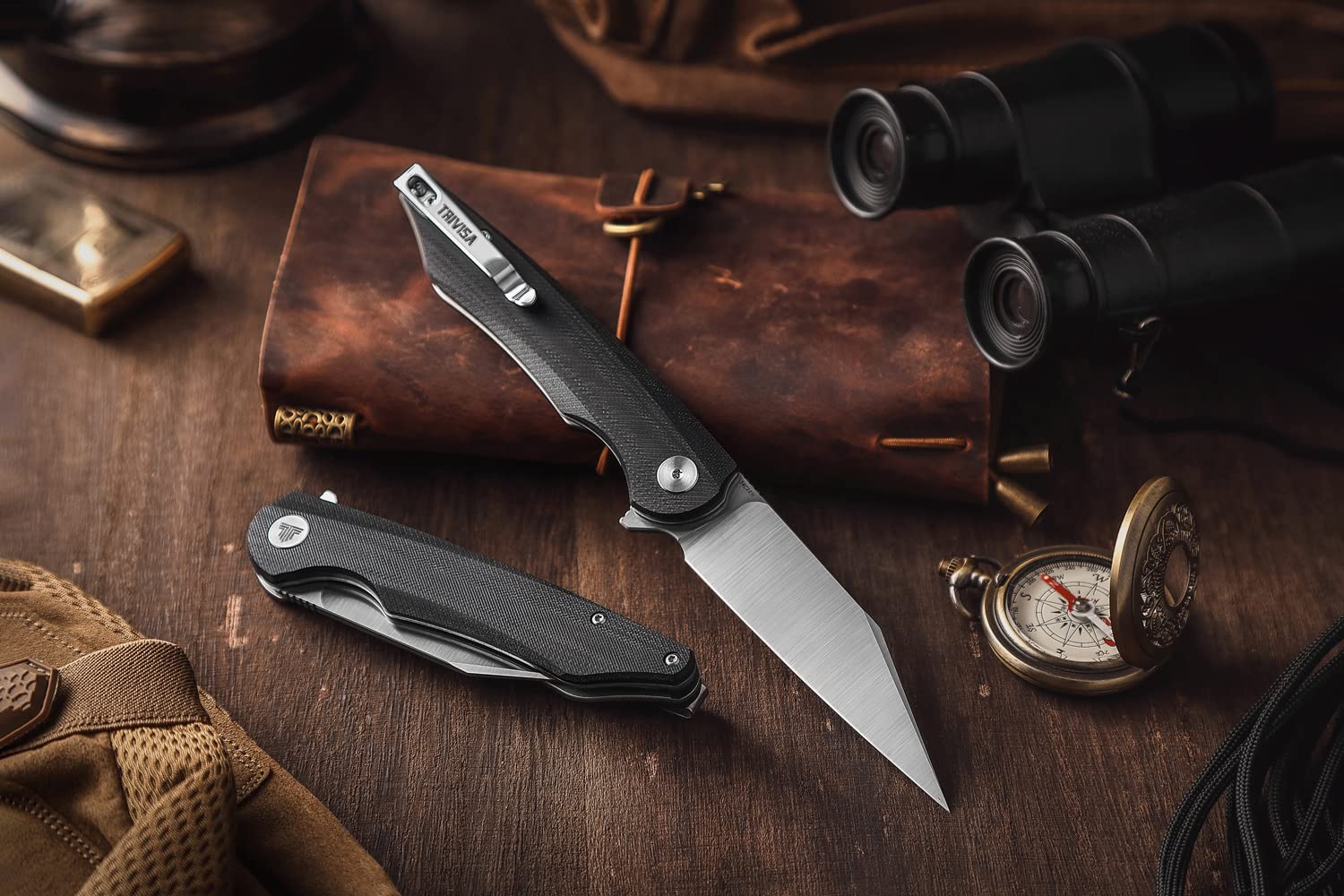 TRIVISA Folding Knife with Flipper Opening For Outdoor,Pocket Clip G10 Handle EDC Hunting Folded Knives for Men,3.7" Sandvik 14C28N Blade,Ball Bearings Pivot,Lynx-03 with Gift Box