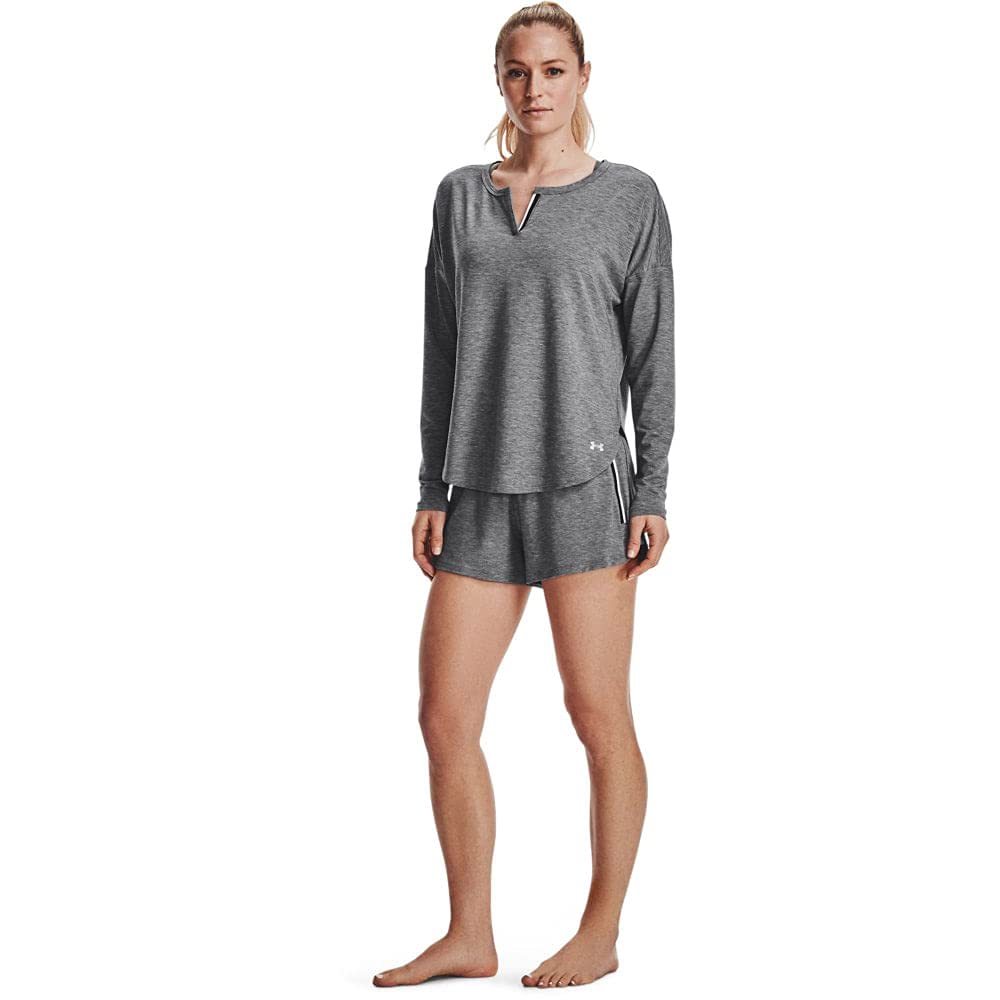 Under Armour Recover Sleep Shorts, Black Fade Heather (001)/Metallic Silver, Small