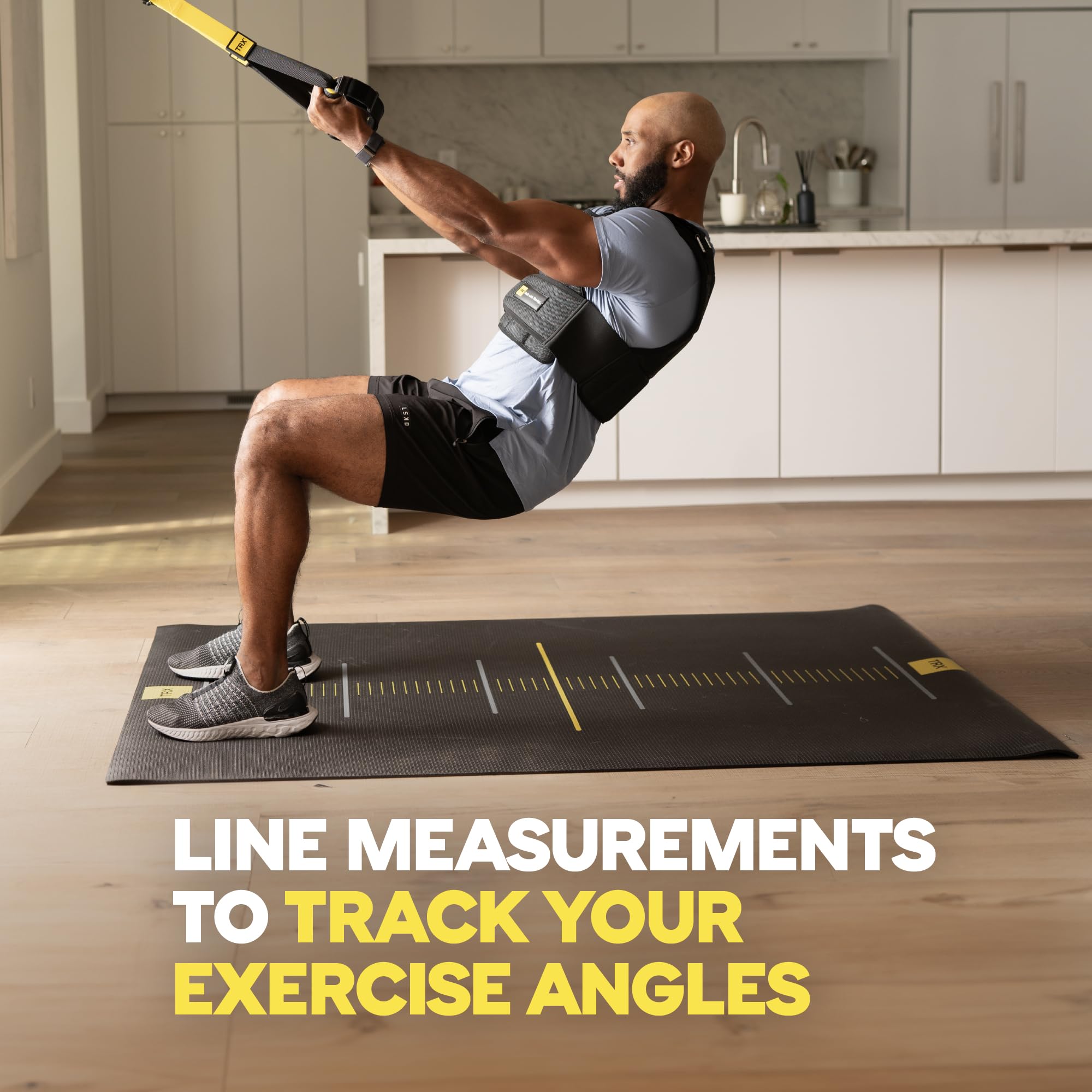 TRX Training Suspension-Training Mat, Nonslip Workout Mat, Gym Mat for Home Gym, Thick Exercise Mat for Training, Black, 72" x 24"