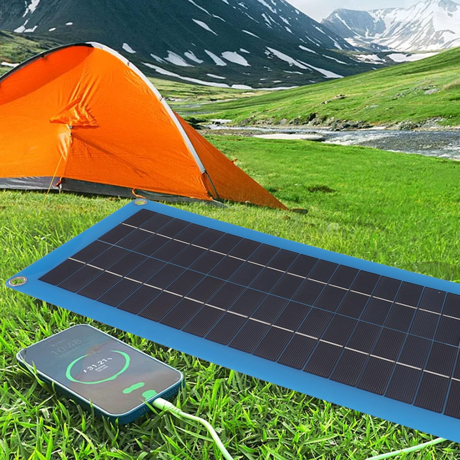 Portable Solar Panel Kit, Energy Conservation Lightweight Polycrystalline Silicone 100W Portable Solar Panel for Cars