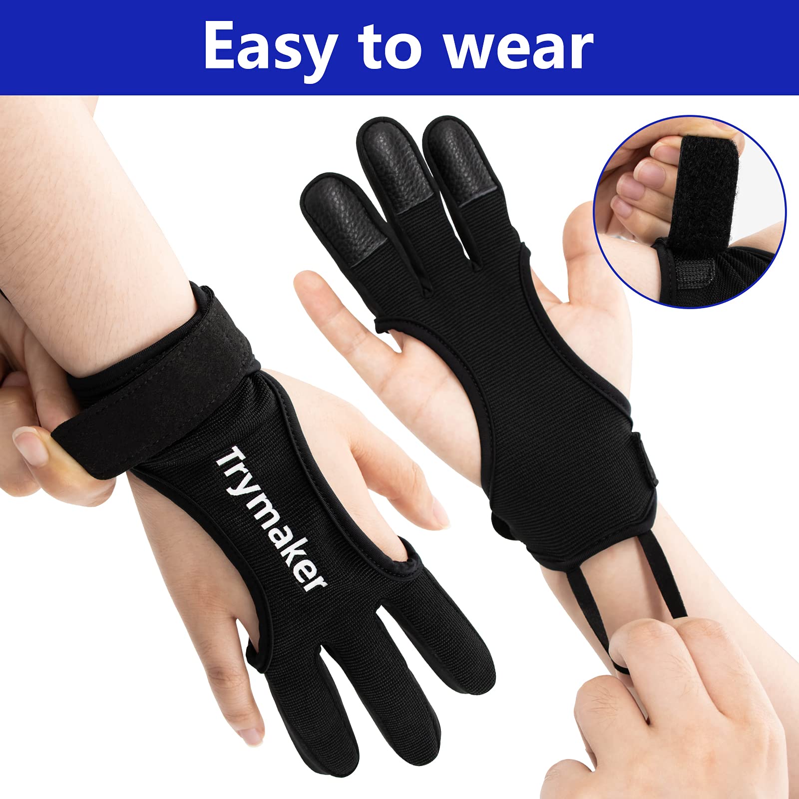 Trymaker Archery Glove,Protective Gloves for Recurve Bow and Compound Bow Men and Women,Finger Tab for Hunting Bow with Archery Equipment and Accessories,S,M,L,XL Size