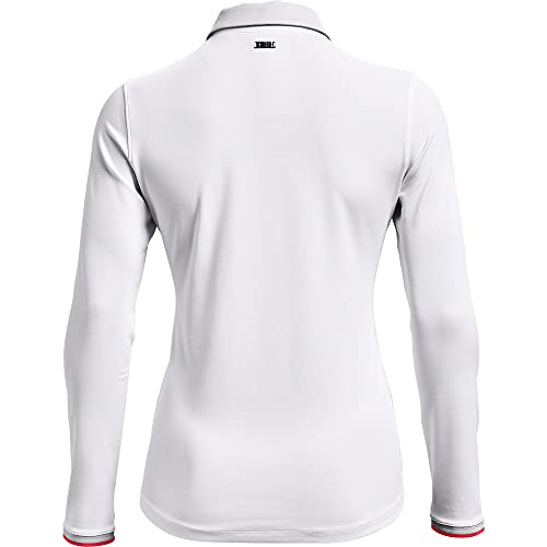 Under Armour Women's Zinger Long Sleeve Polo, White (100)/Metallic Silver, Small