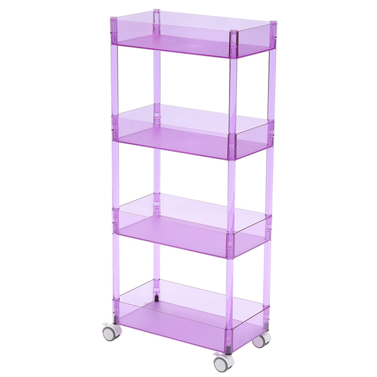 Rolling Storage Cart, Laundry Room Organization, Floor-Standing Storage Trolley, 4-Tier Mobile Shelving Unit, Quick Assembly,15.7" Dx8.7 Wx36.2 H,Purple