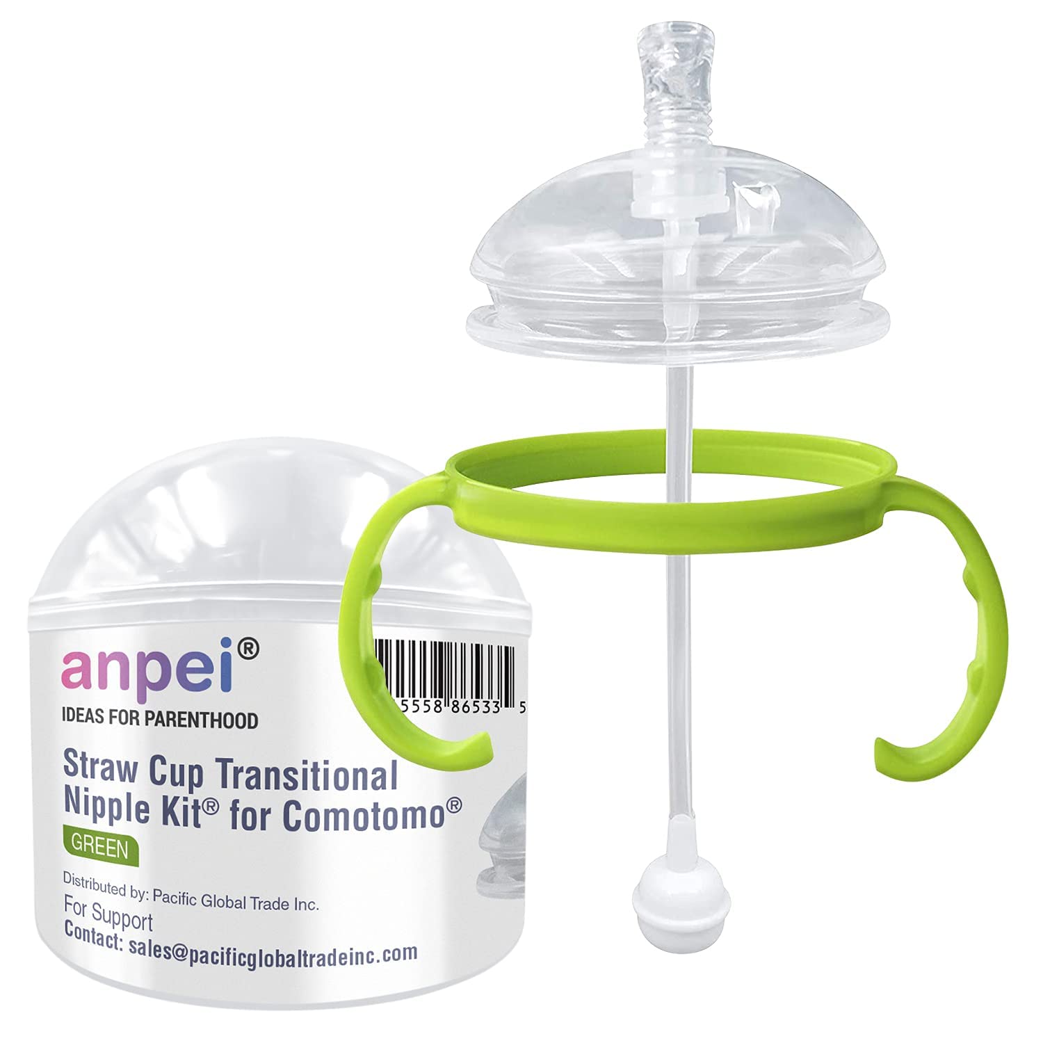 Straw Sippy Cup Transitional Nipple Kit for Comotomo Baby Bottles, 5 oz and 8 oz