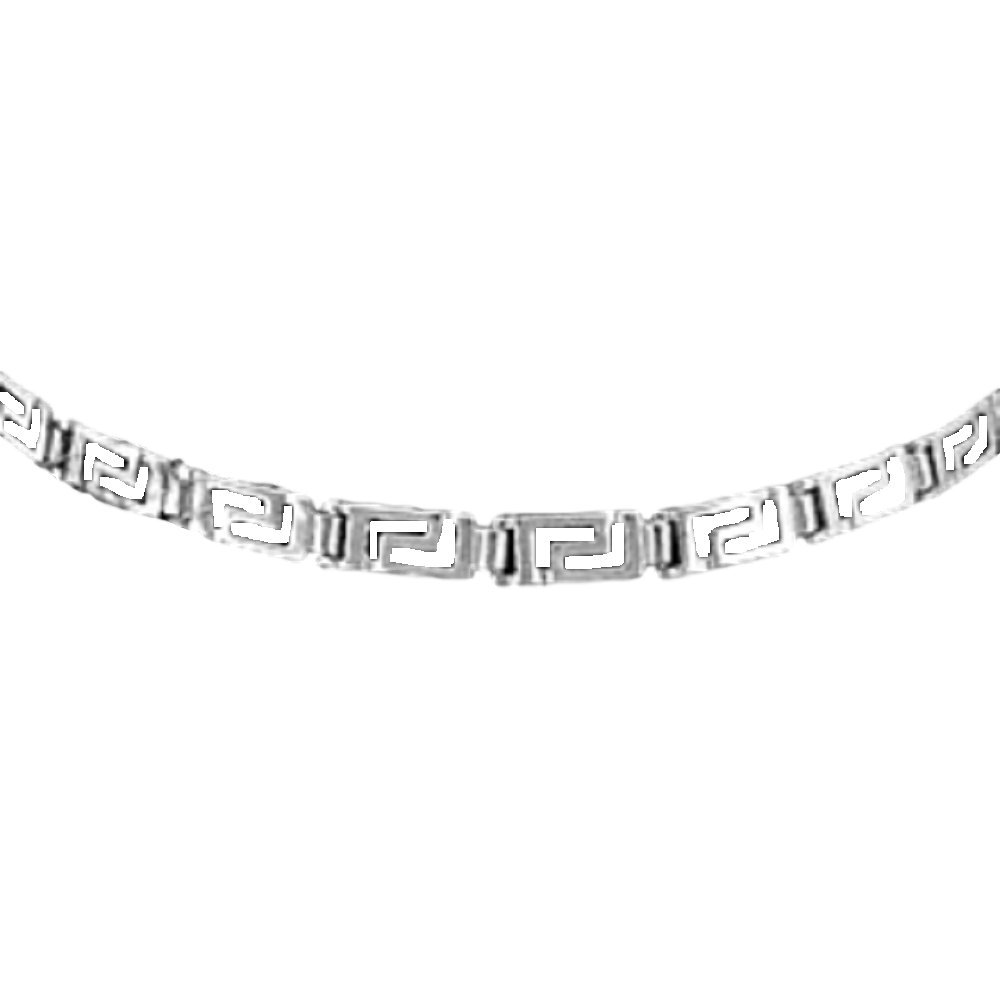 Sterling Silver Bracelet - Square Greek Key Link (4mm), Made In Greece