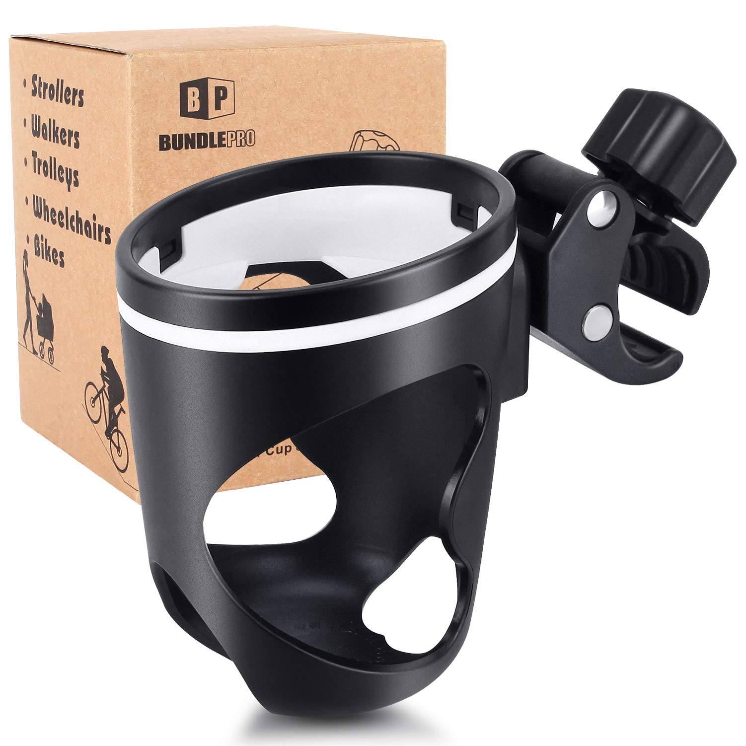 Stroller Drink Holder, Universal Cup Holders for Bikes, Trolleys or Walkers, Fits Most Cups