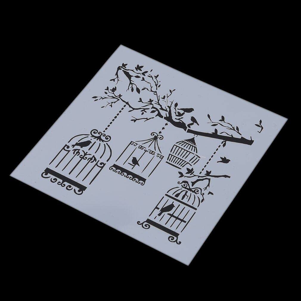 U-K Bird Cage DIY Crafts Stencil for Painting Scrapbooking Embossing Gift Paper Cards Template Scrapbooking Tool Portable