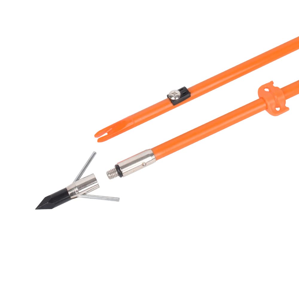 TY Archery 32inch Bowfishing Arrows Fish Hunting Solid Fiberglass Shaft with Broadheads and Safty Slides for Compound Bow and Recurve Bow Fishing Huntings