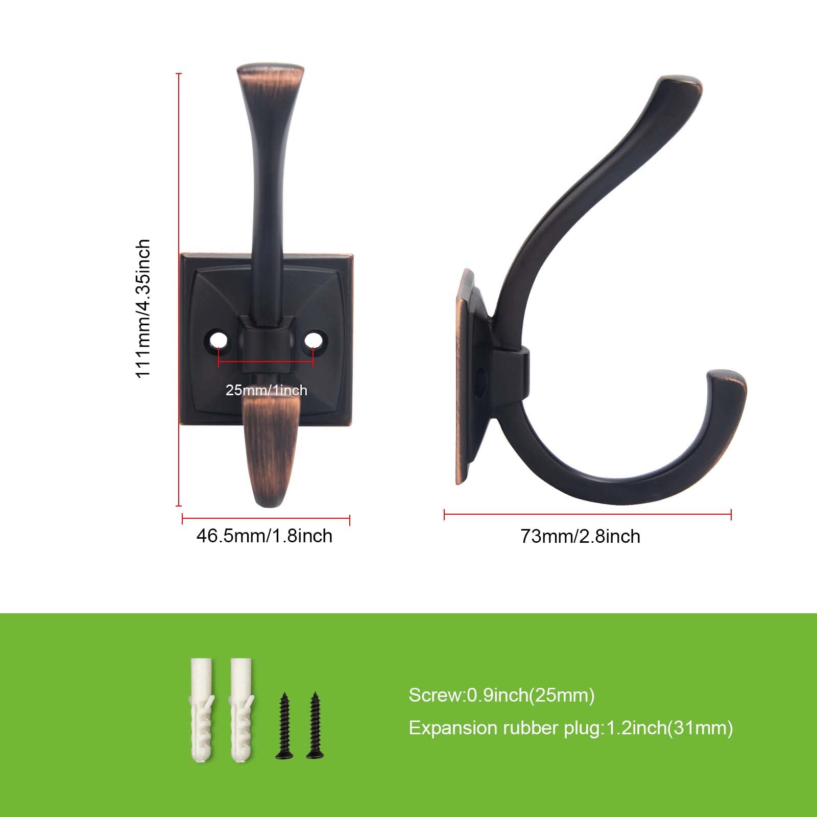 TUNNY 5 Pack Antique Design Wall Hanging Coat Hook - Oil-Rubbed Bronze Coat Hook Towel Hook Suitable for Entry Shoe Cabinet, Wardrobe Bathroom Bedroom Furniture Hardware
