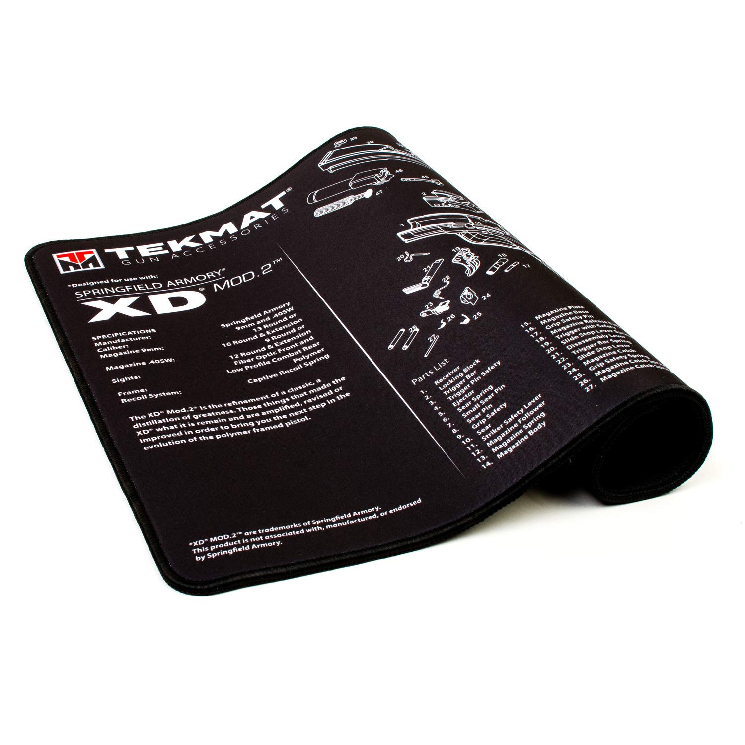 TekMat Handgun Ultra 20 Premium Springfield XD Mod 2 Cleaning Mat, Black, 15" x 20"