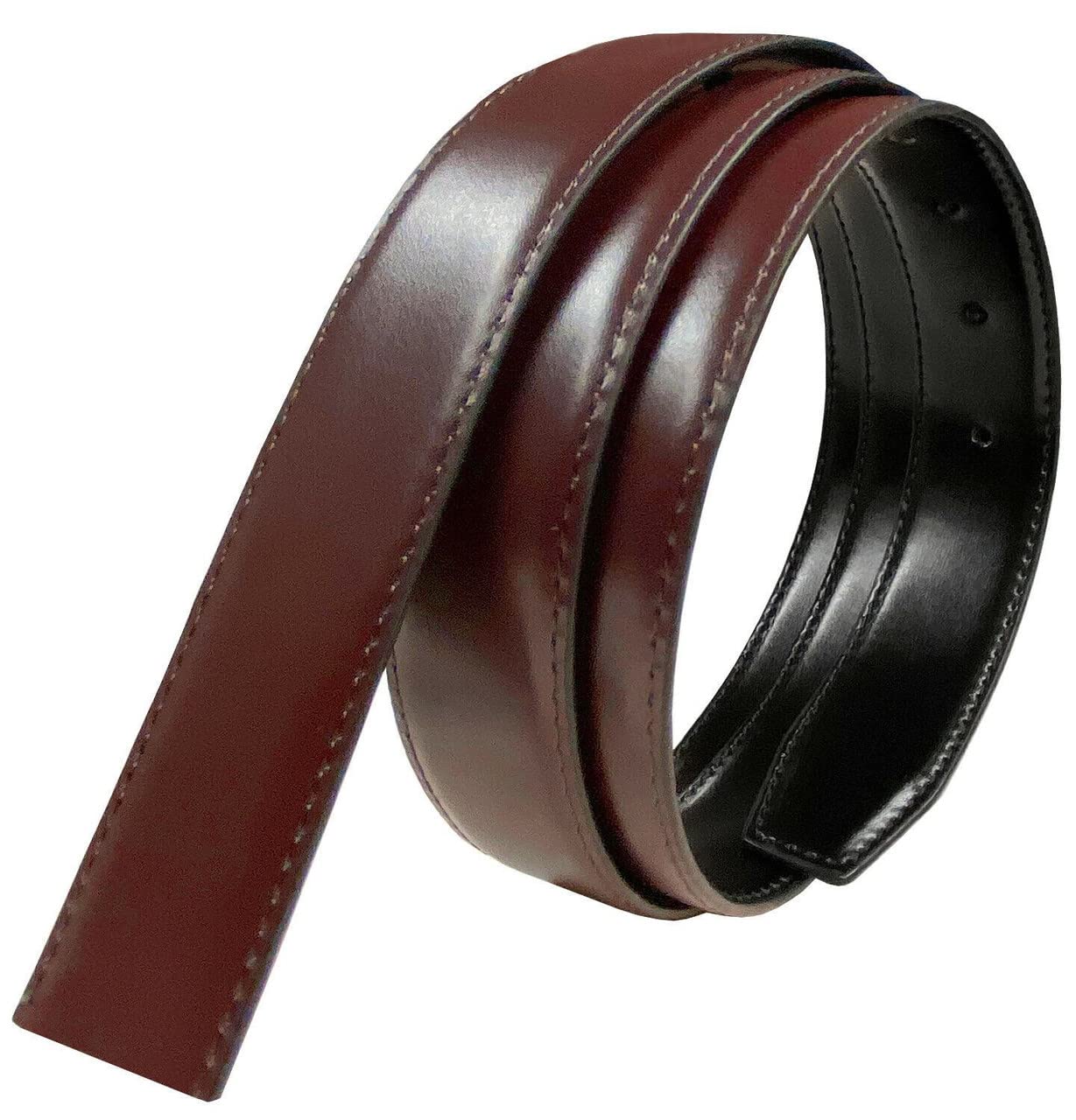RB30 Reversible Belt Strap Replacement Genuine Leather Dress Belt Strap 1-1/8"(30mm) Wide (Black/Burgundy, 38)