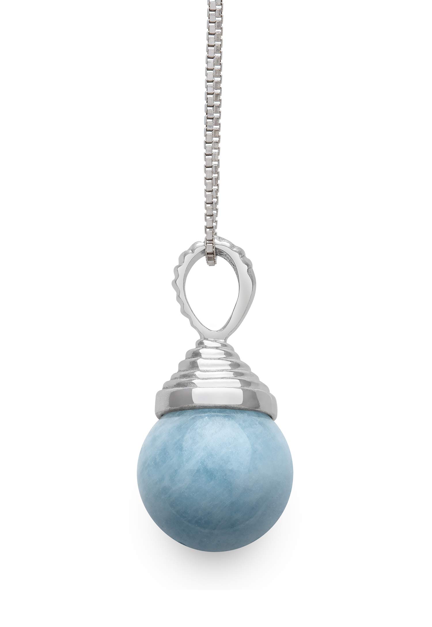 Sterling Silver Natural Milky Aquamarine Single Floating Gemstone Pendant Chain Necklace,18"