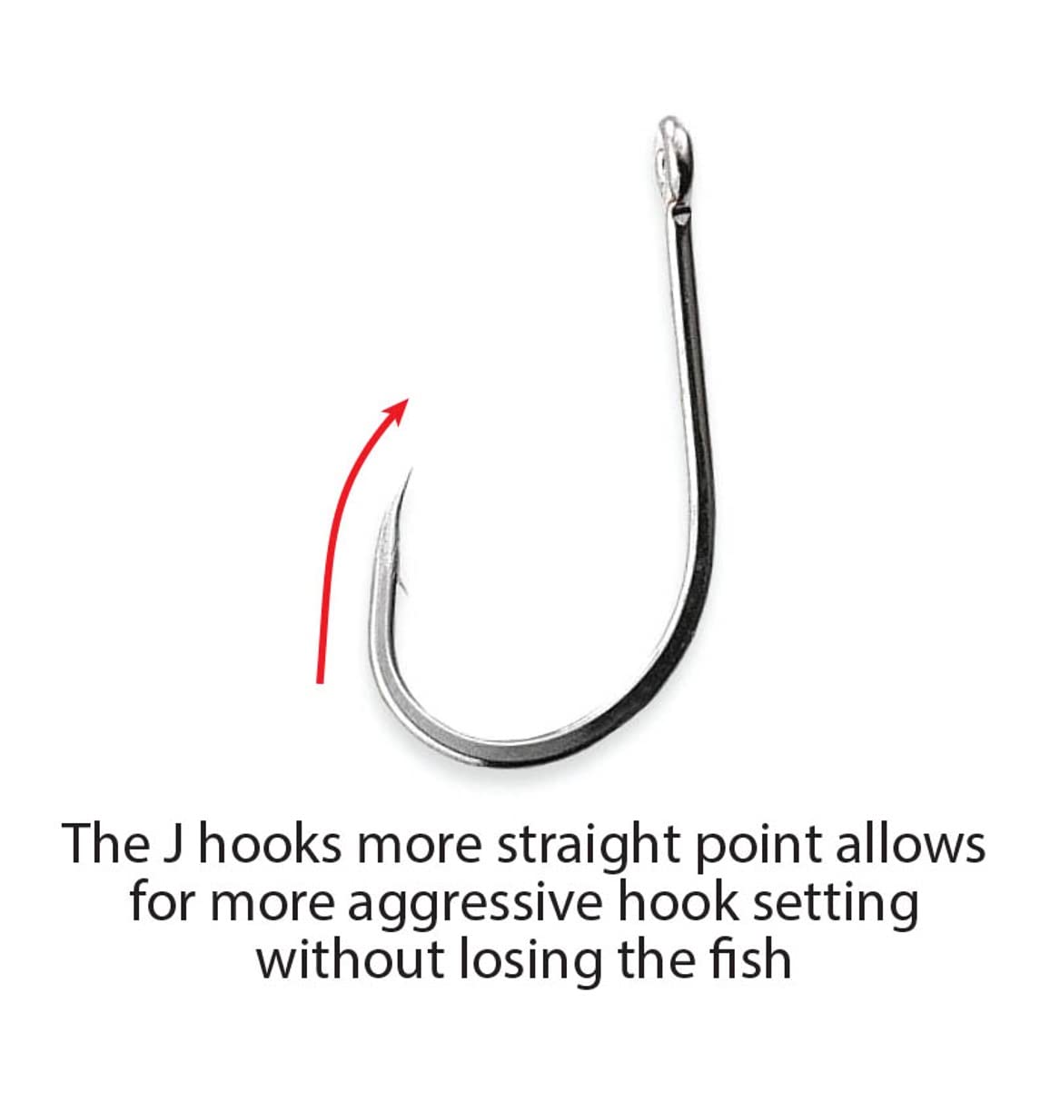Team Catfish 8/0 Jack Hammer J Hooks (4 Pack) Wide Gap Design to Hold Live Bait, Cut Baits, and Plastics
