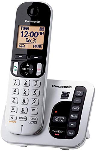 Panasonic KX-TGC222S DECT 6.0 2-Handset Landline Telephone with Answering Machine Illuminated Handset Keypad Amber Backlit Display (Renewed)