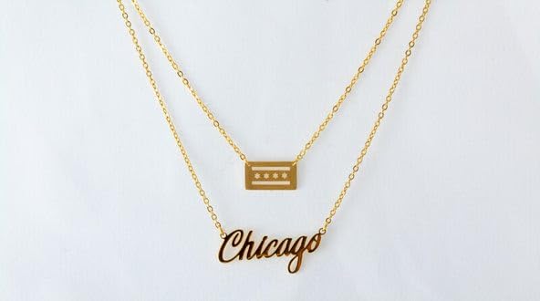 The Colette Collection Chicago Flag Necklace (Gold)